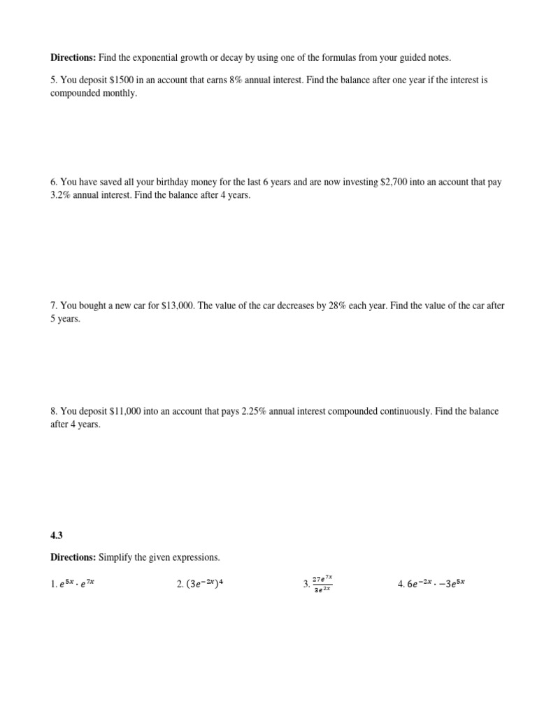 Chapter 4 Review Packet DP | PDF | Logarithm | Function (Mathematics)