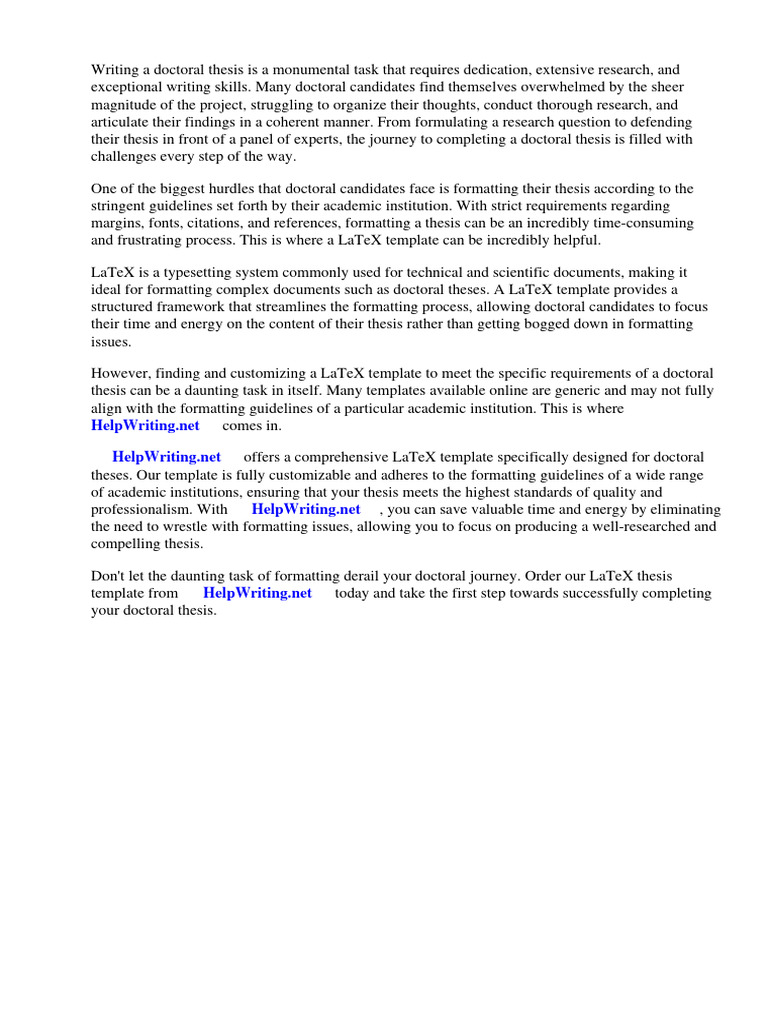 Doctoral Thesis Template Latex | PDF | Thesis | Text