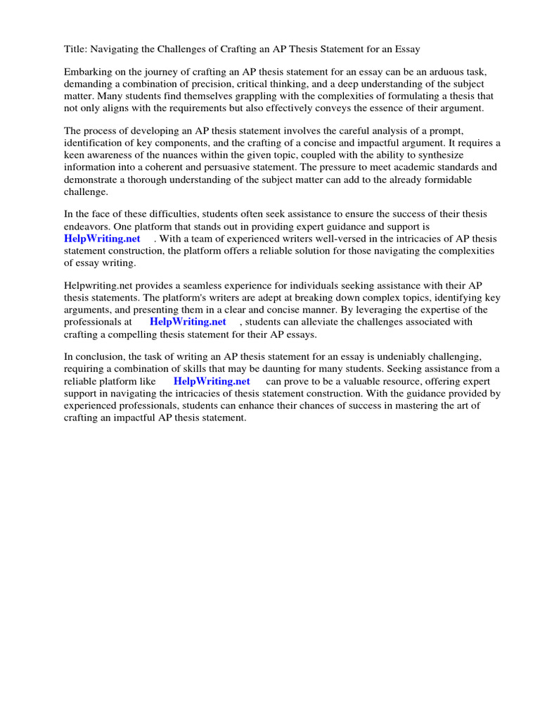 How To Write An AP Thesis Statement For An Essay | PDF | Essays | Thesis