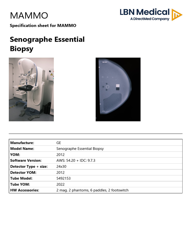 Senographe Essential Biopsy - 6377MC6 | PDF
