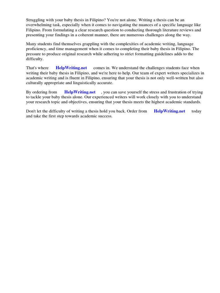 Baby Thesis in Filipino | PDF | Tagalog Language