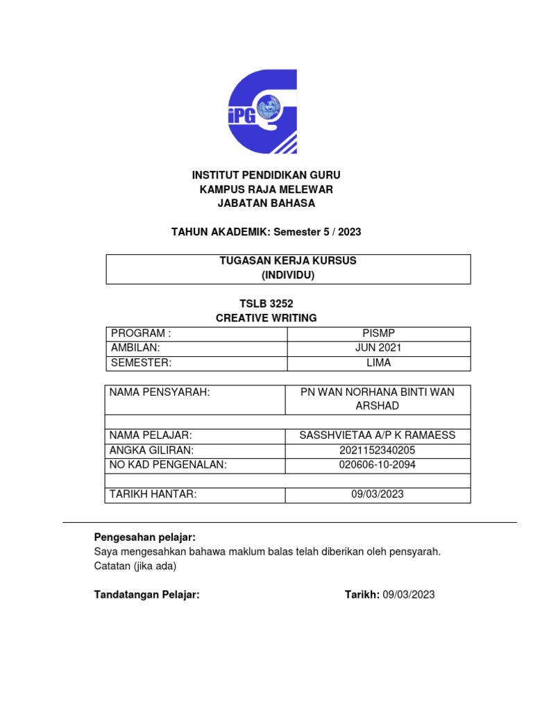 Creative Writing Task 2 | PDF