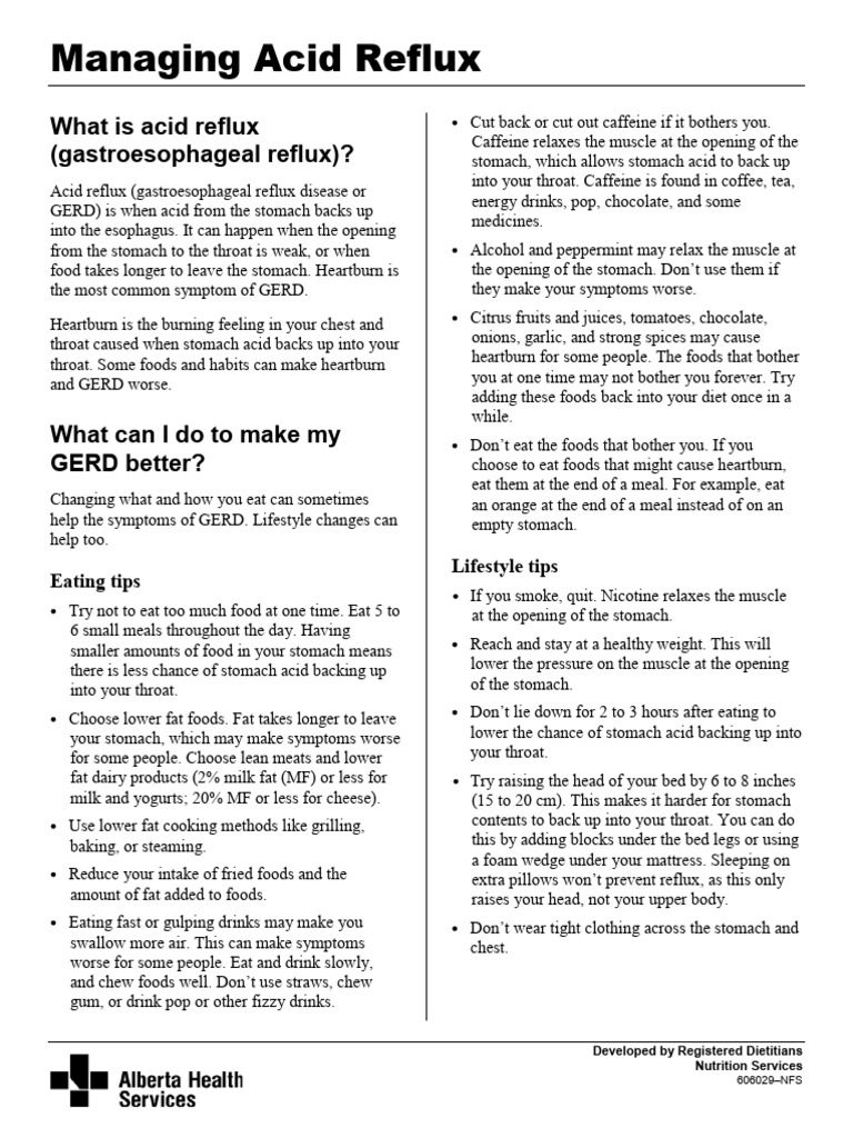 Tips for Managing Acid Reflux | PDF | Gastroesophageal Reflux Disease ...
