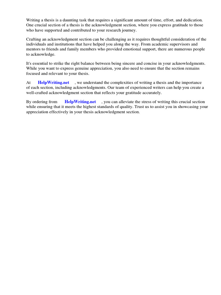 How To Write An Acknowledgement Section For A Thesis | PDF | Thesis ...