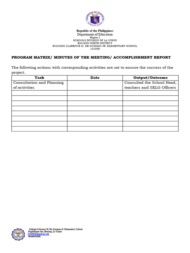 Program Matrix | PDF