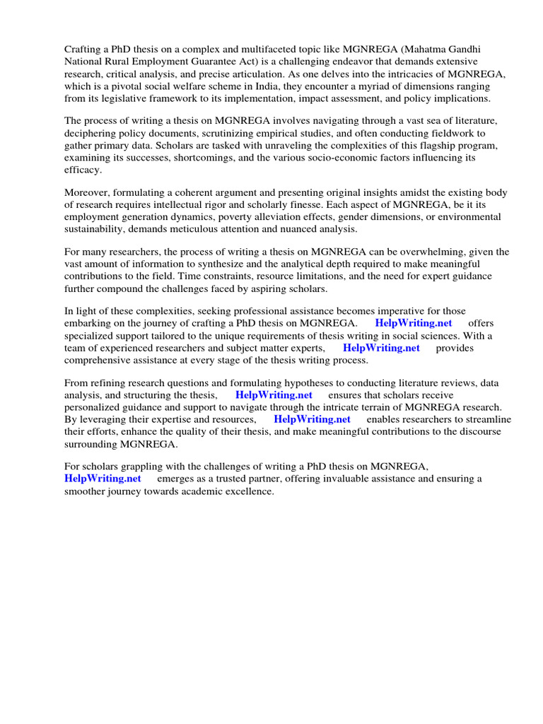 PHD Thesis On Mgnrega | PDF | Social Science