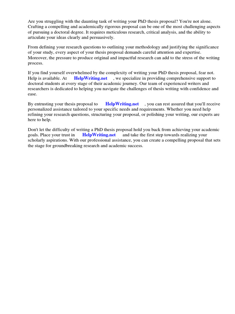 PHD Thesis Proposal Example | PDF | Thesis | Doctor Of Philosophy