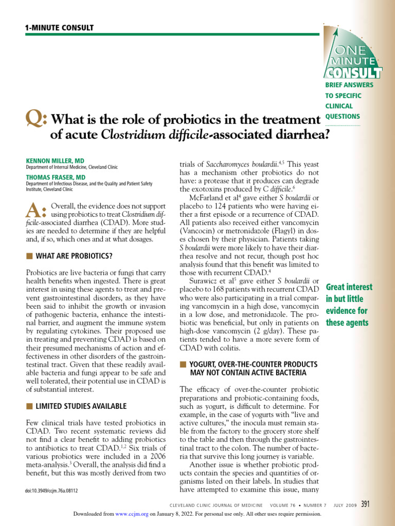 What Is The Role of Probiotics in The Treatment of Acute Clostridium ...