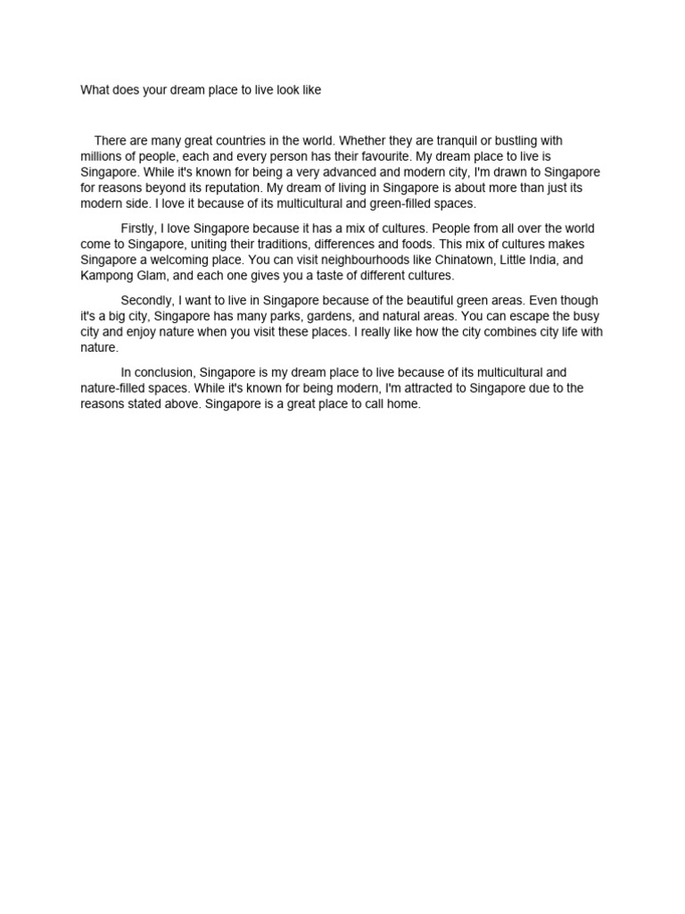 What Does Your Dream Place To Live Look Like 1 | PDF | Singapore ...