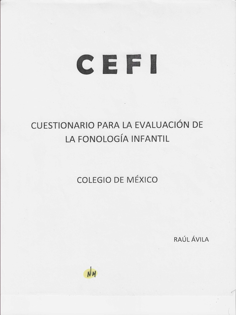 Cuestionario Para La Evaluacion de La Fonologia Infantil (CEFI) | PDF