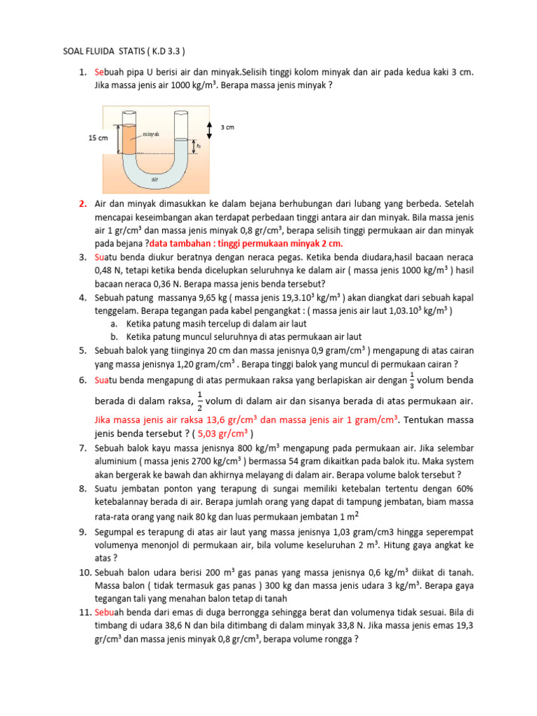 Latihan Soal Fluida Statis | PDF
