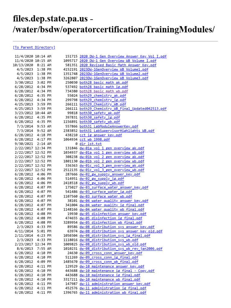 PA DEP Operator Certification Training | PDF | Business | Computers