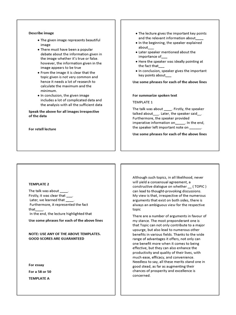 All Templates For Pte (Updated) | PDF | Argument | Logic
