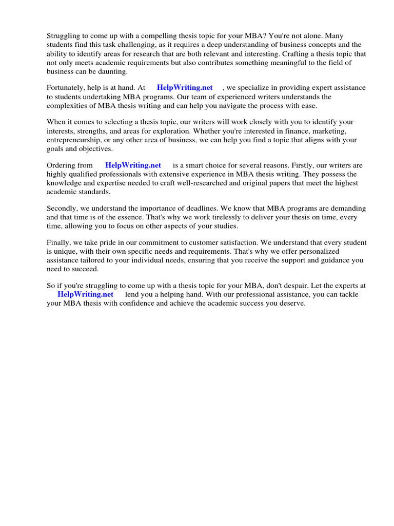 Thesis Topics of Mba | PDF | Strategic Management | Master Of Business ...
