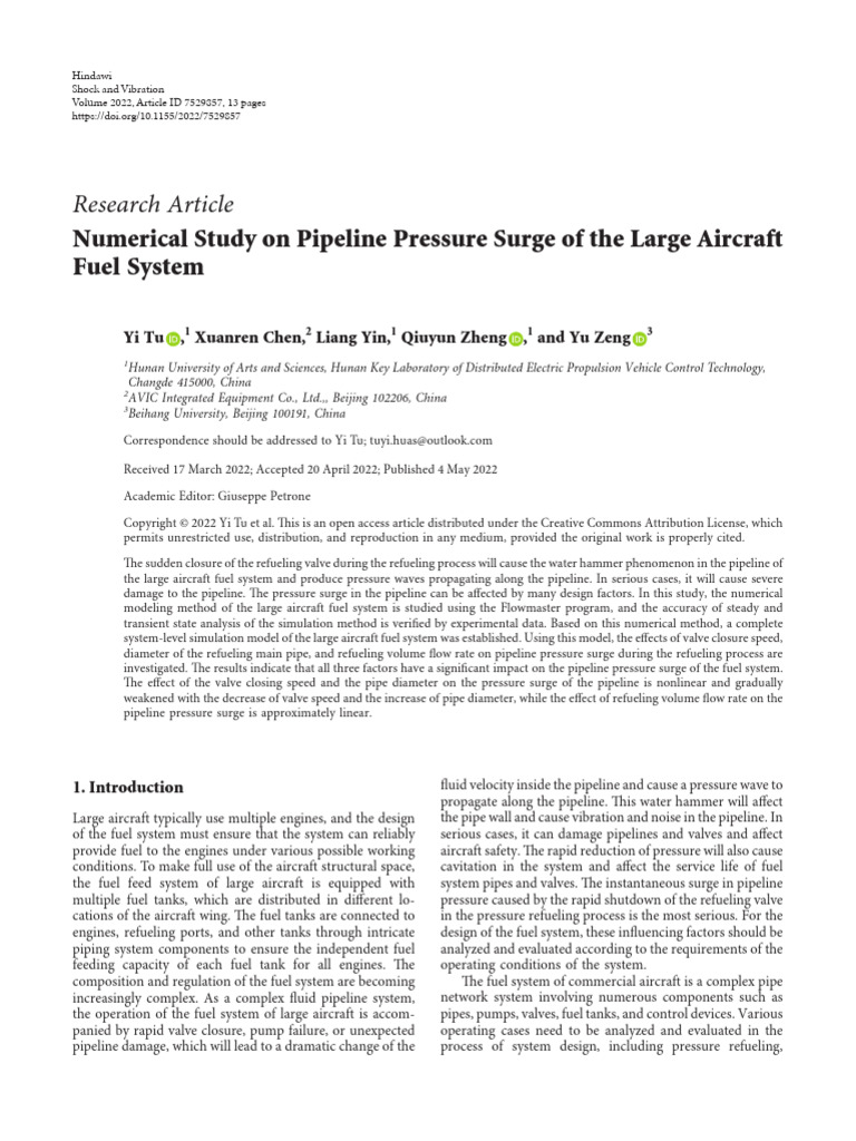 Numerical Study On Pipeline Pressure Surge of The | Download Free PDF ...
