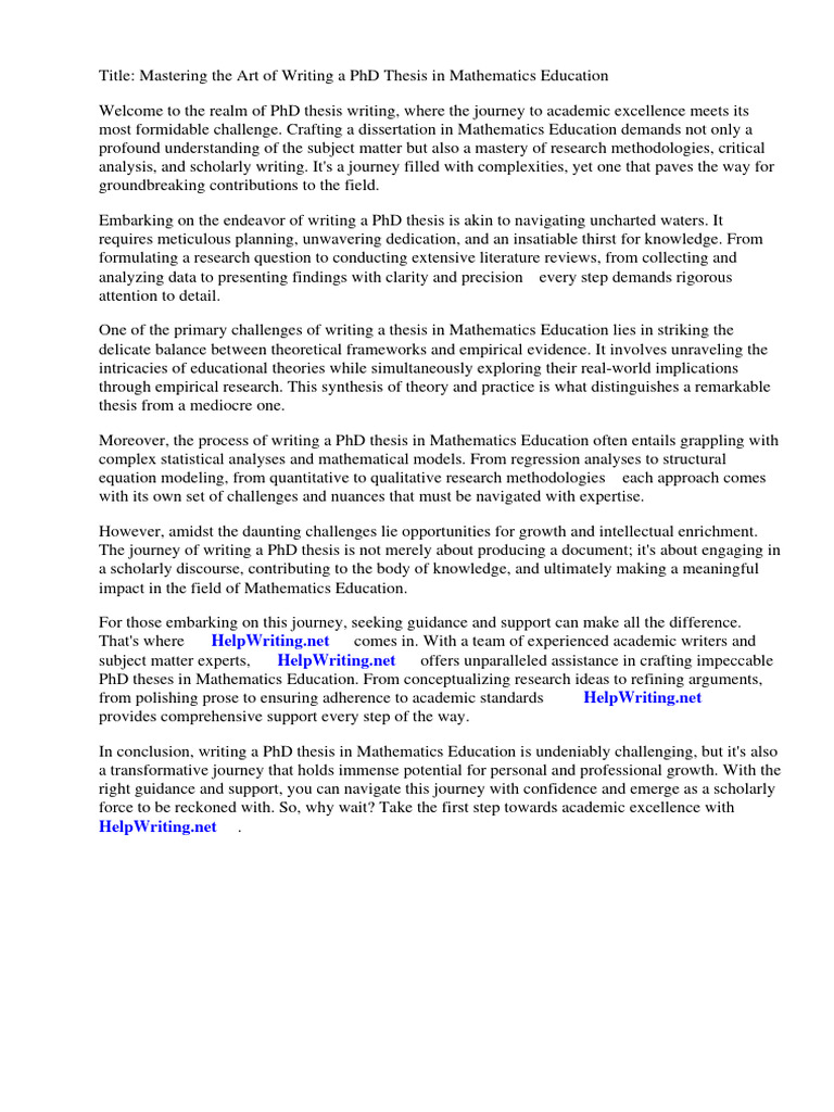 Phd Thesis Mathematics Education | PDF | Thesis | Educational Technology