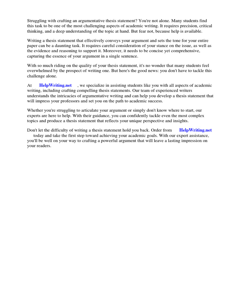 Examples of Argumentative Thesis Statements | PDF | Essays | Logic