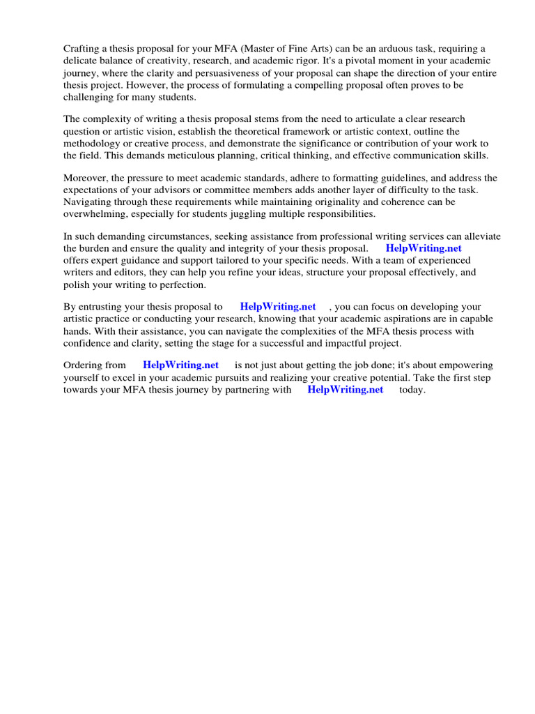 Mfa Thesis Proposal | PDF | Thesis | Essays