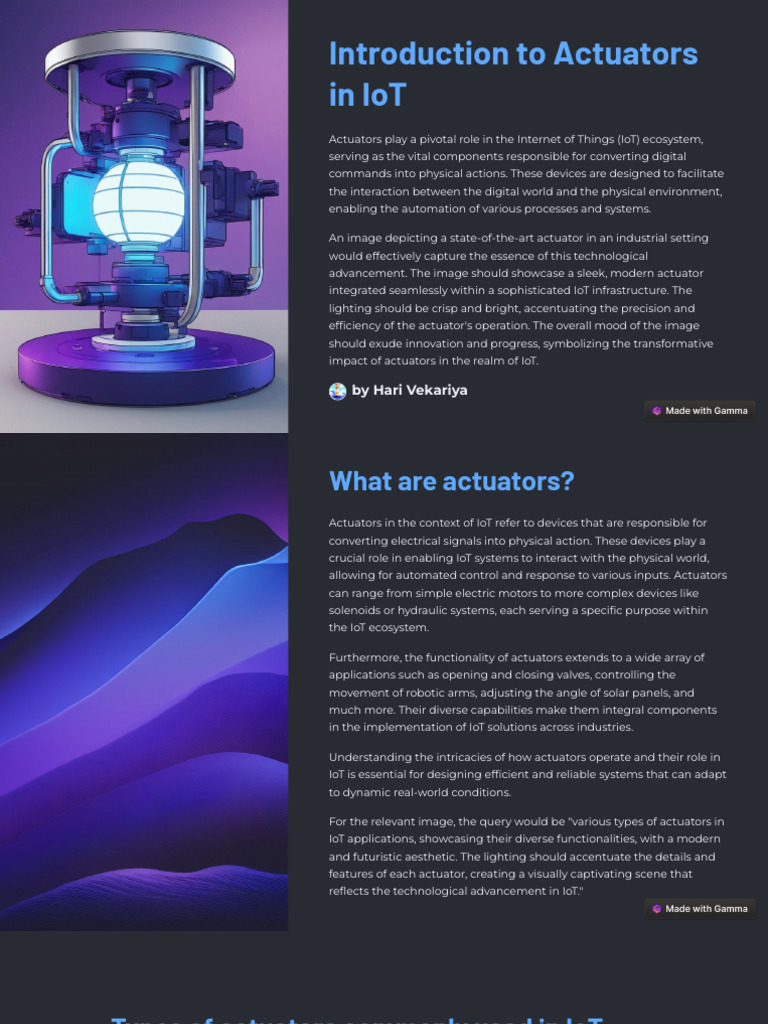 Introduction To Actuators in IoT - 240226 - 122340 | PDF | Internet Of Things | Actuator