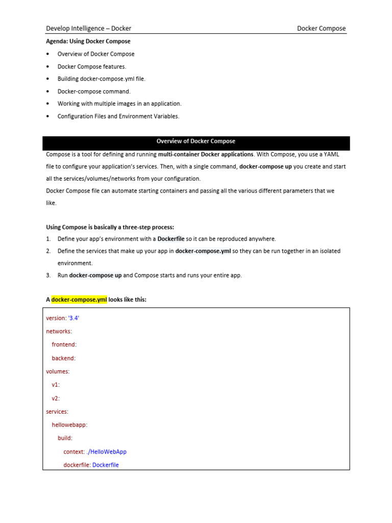Develop Intelligence - Docker Docker Compose | PDF | Command Line ...