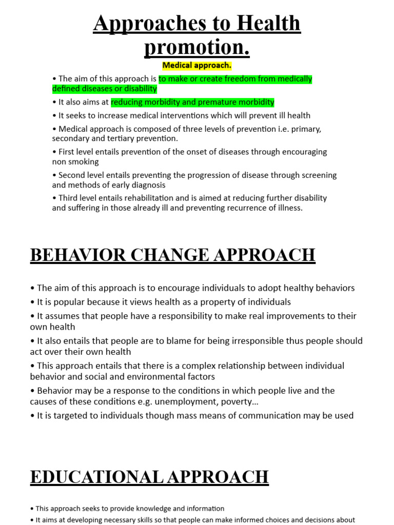 Approaches to Health Promotion - Copy | PDF | Empowerment | Preventive ...