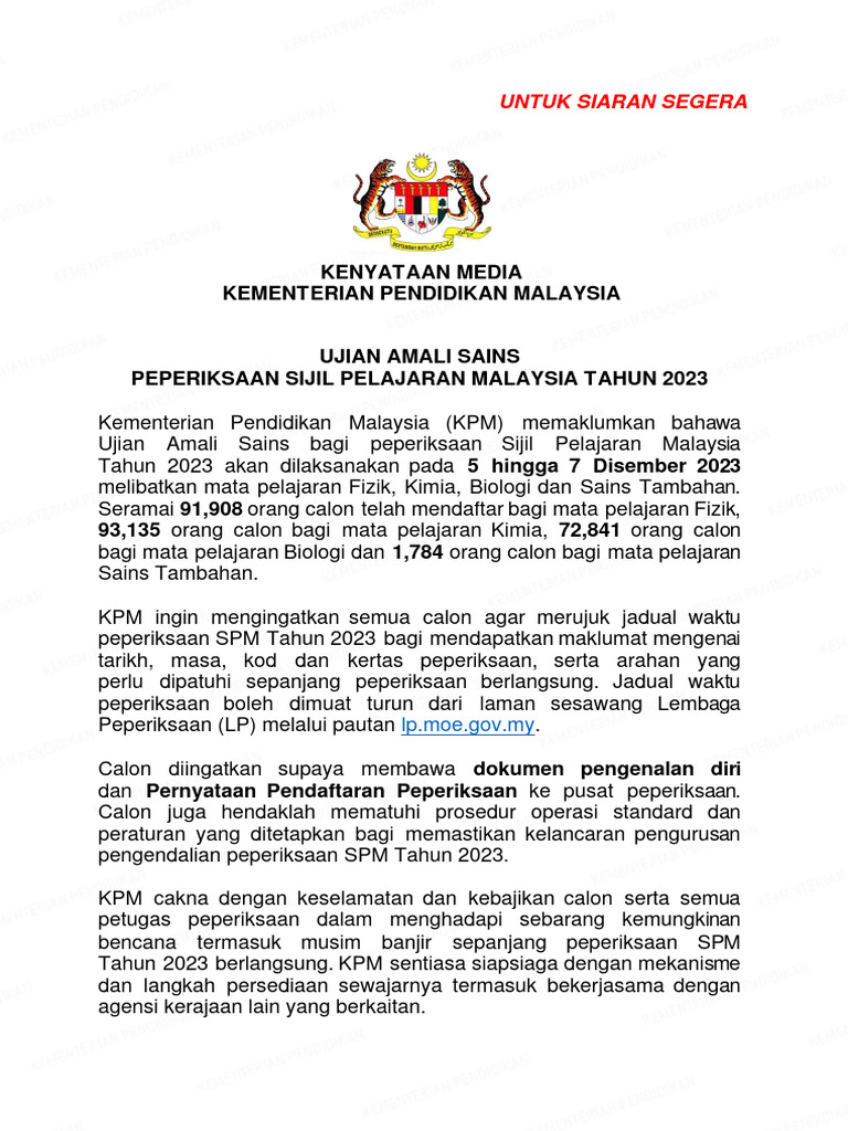 KM - KPM - Ujian Amali Sains Peperiksaan Sijil Pelajaran Malaysia Tahun ...