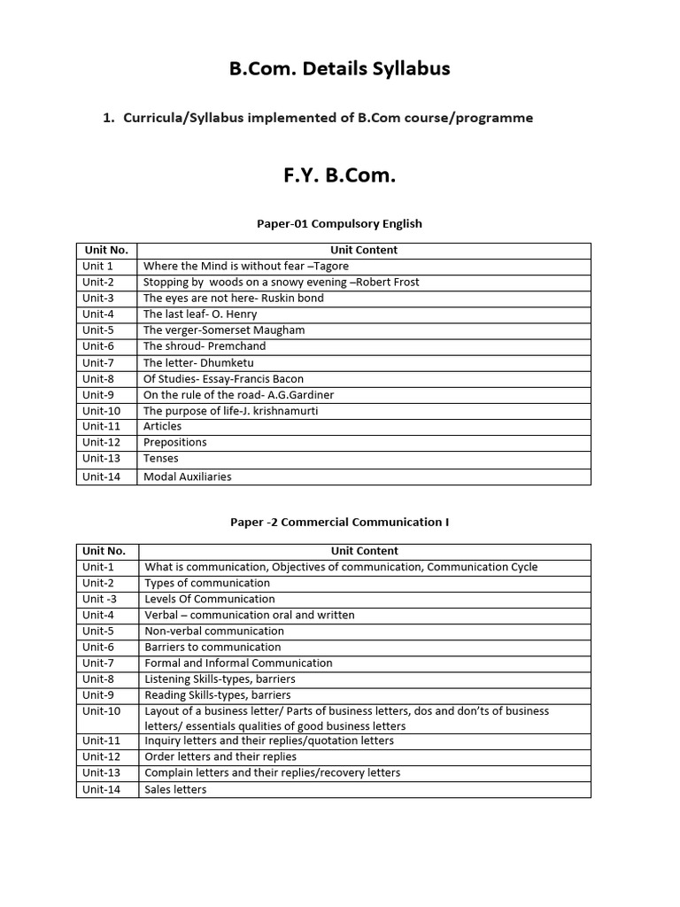 BCOM Syllabus | PDF