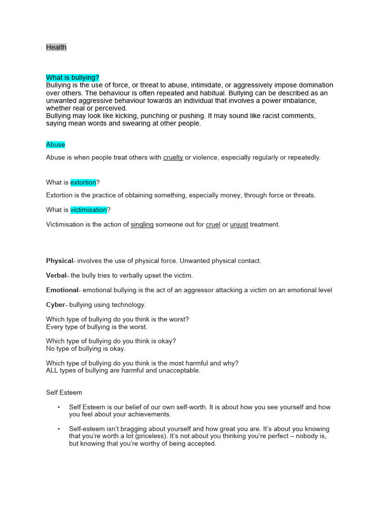 Year 7 Health | PDF | Cardiopulmonary Resuscitation | Foods