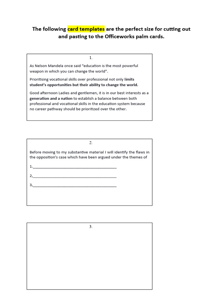 Palm Card Templates for Officeworks | PDF | Career & Growth | Social ...