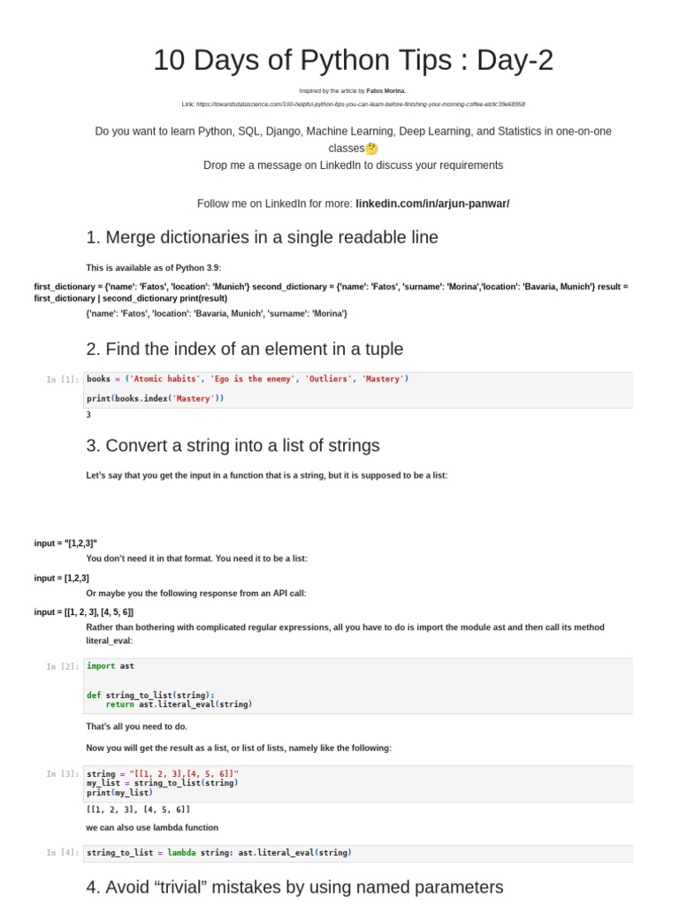 10 Day of Python Tips Day 2 | PDF | Software Development | Notation
