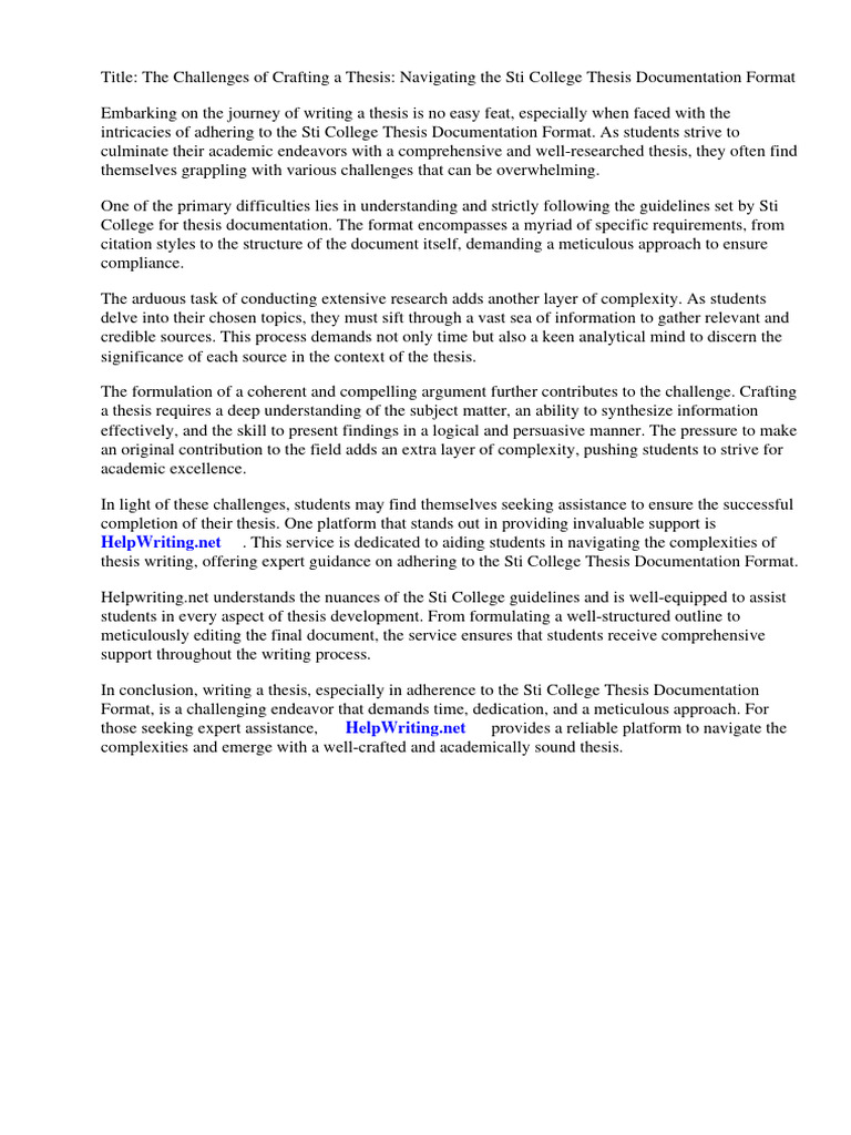Sti College Thesis Documentation Format | PDF | Clinical Trial | Thesis Sti College Thesis Documentation Format | PDF | Clinical Trial | Thesis