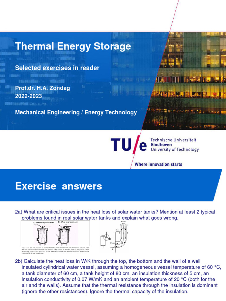 Energy Storage Exercises Overview | PDF | Heat Transfer | Thermal ...