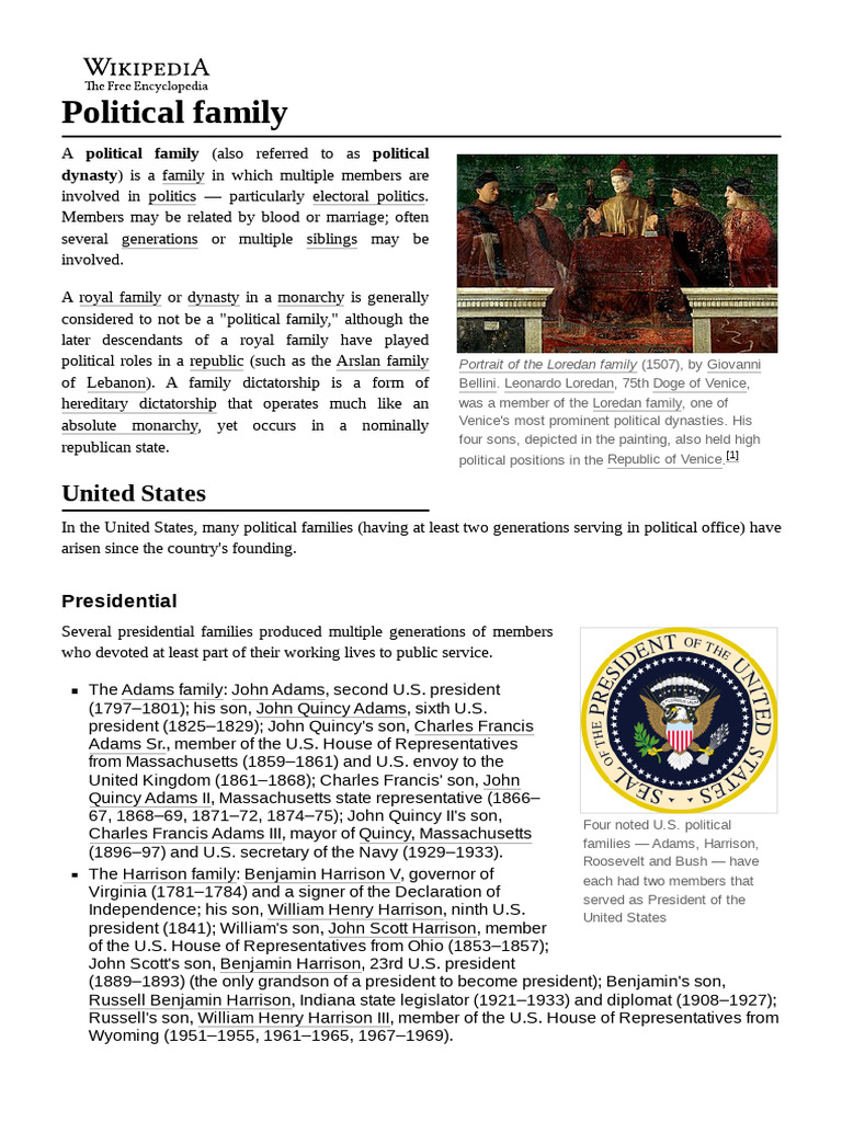 U.S. Political Families Overview | PDF | Social Science