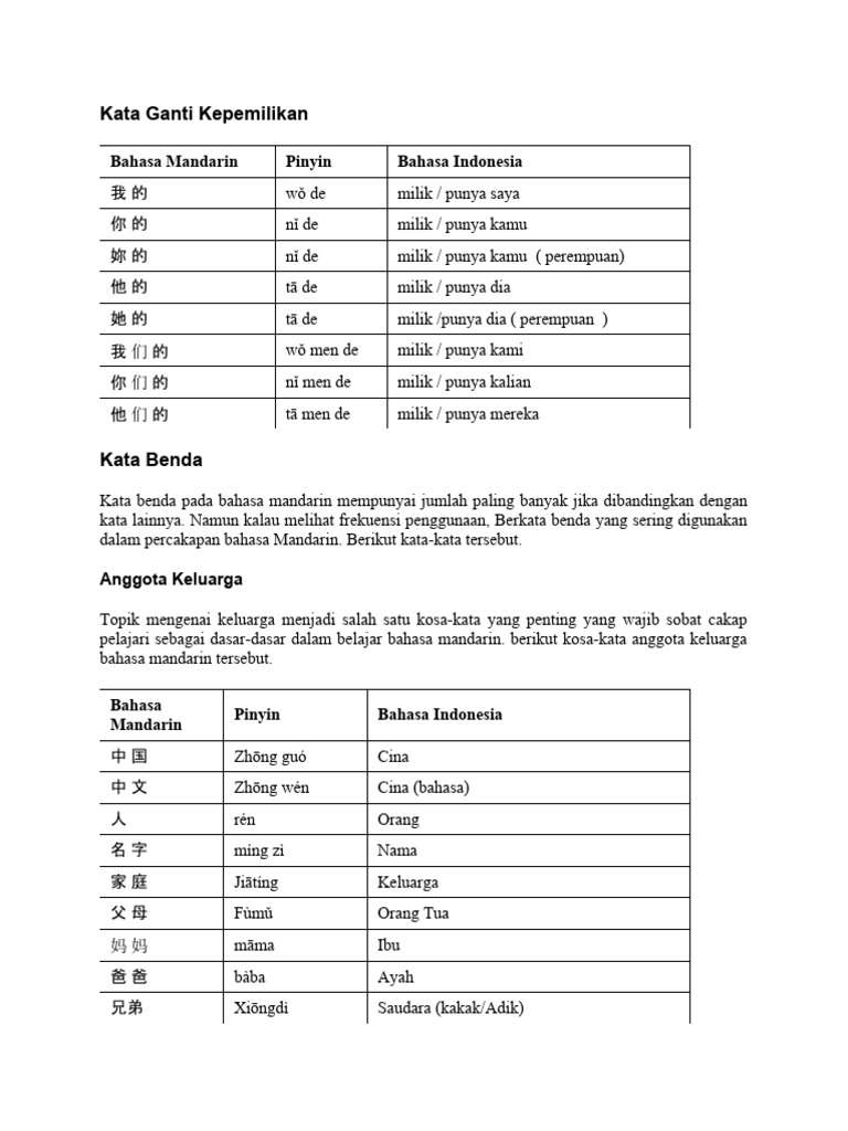 Bahasa Mandarin | PDF