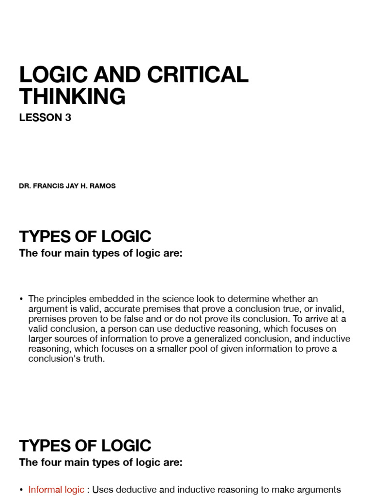 Lesson 3 - Logic & CT Types of Logic | PDF | Logic | Argument