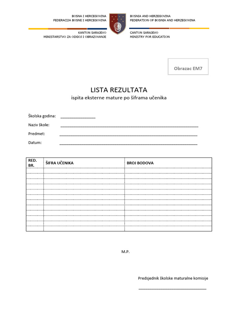 Obrazac EM7(2) | PDF