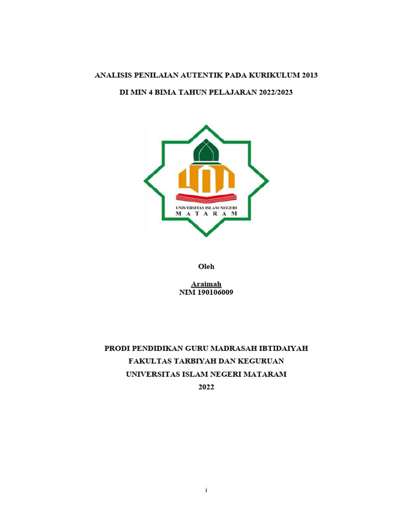 Analisis Penilaian Autentik Kurikulum 2013 | PDF | Karier & Perkembangan