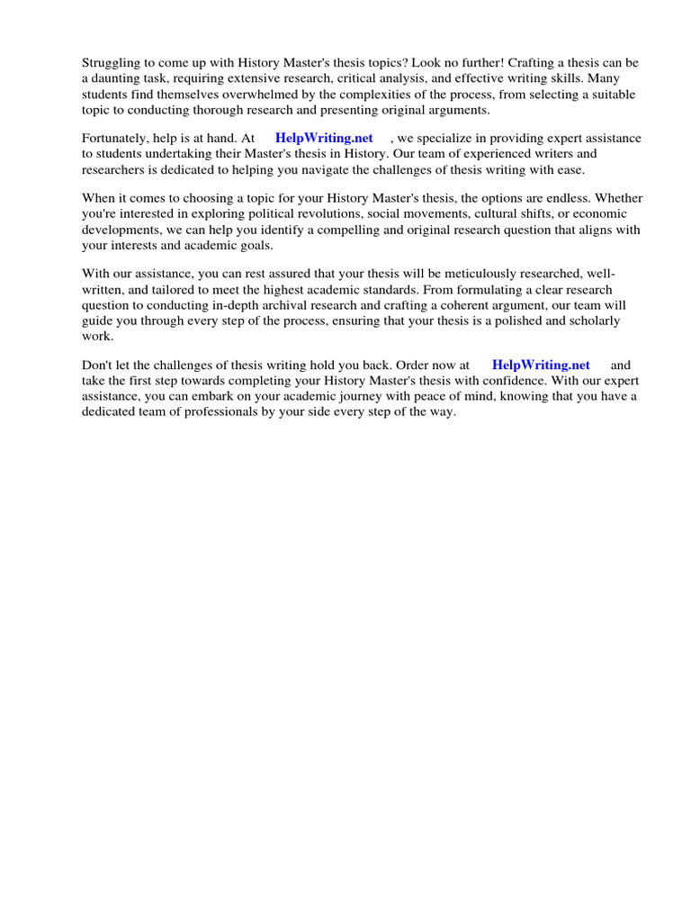 History Masters Thesis Topics | PDF | Thesis | Essays