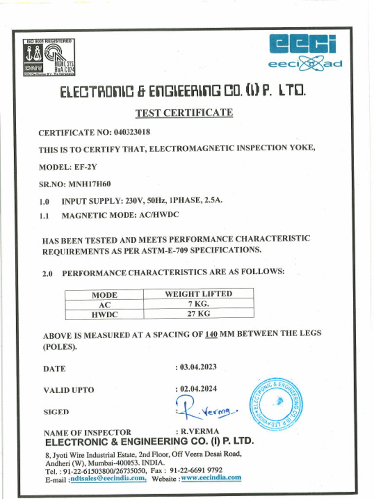 Calibration Certificate | PDF