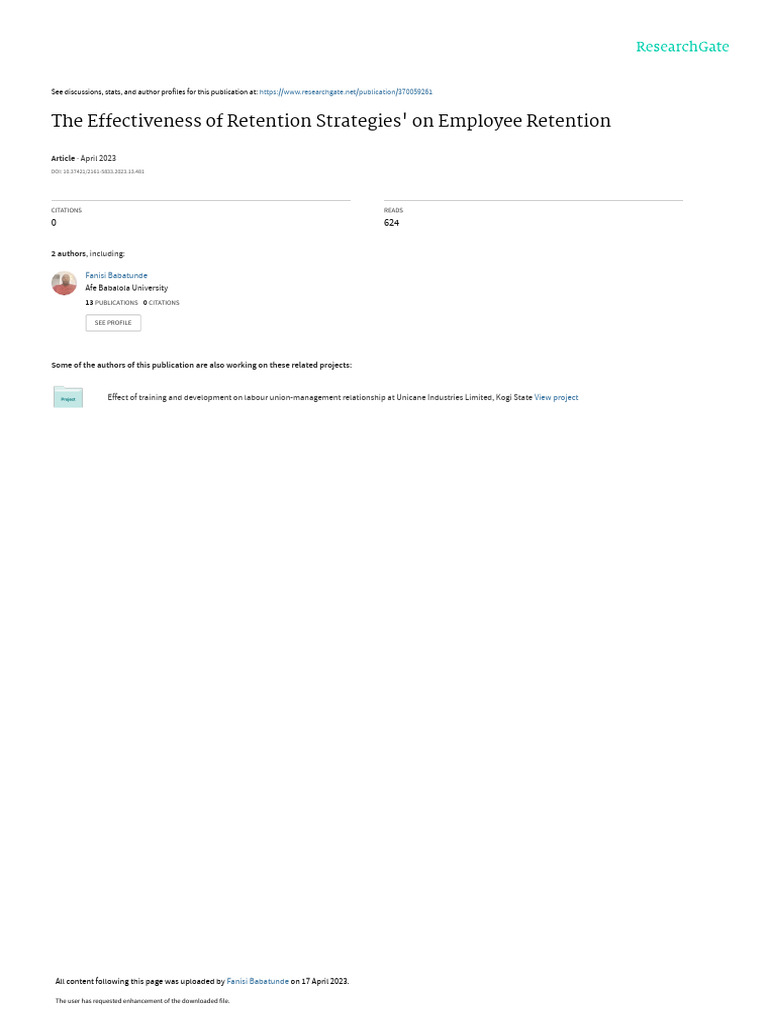 The Effectiveness of Retention Strategies On Employee-Retention | PDF ...