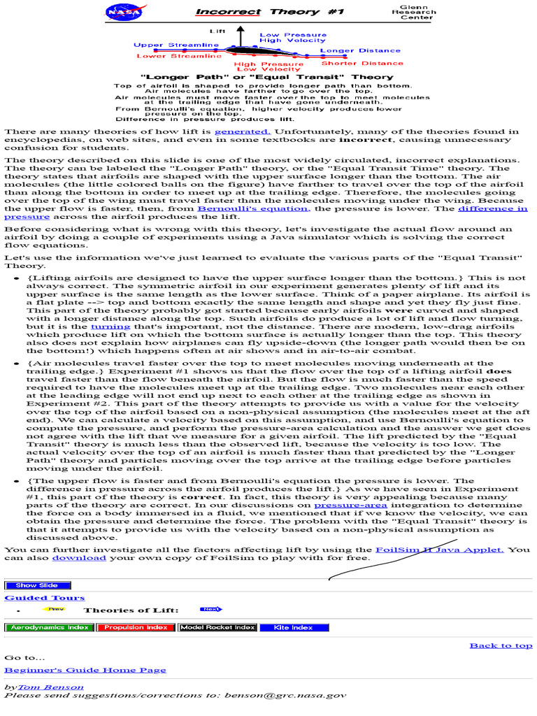 Incorrect Lift Theory | Download Free PDF | Lift (Force) | Airfoil