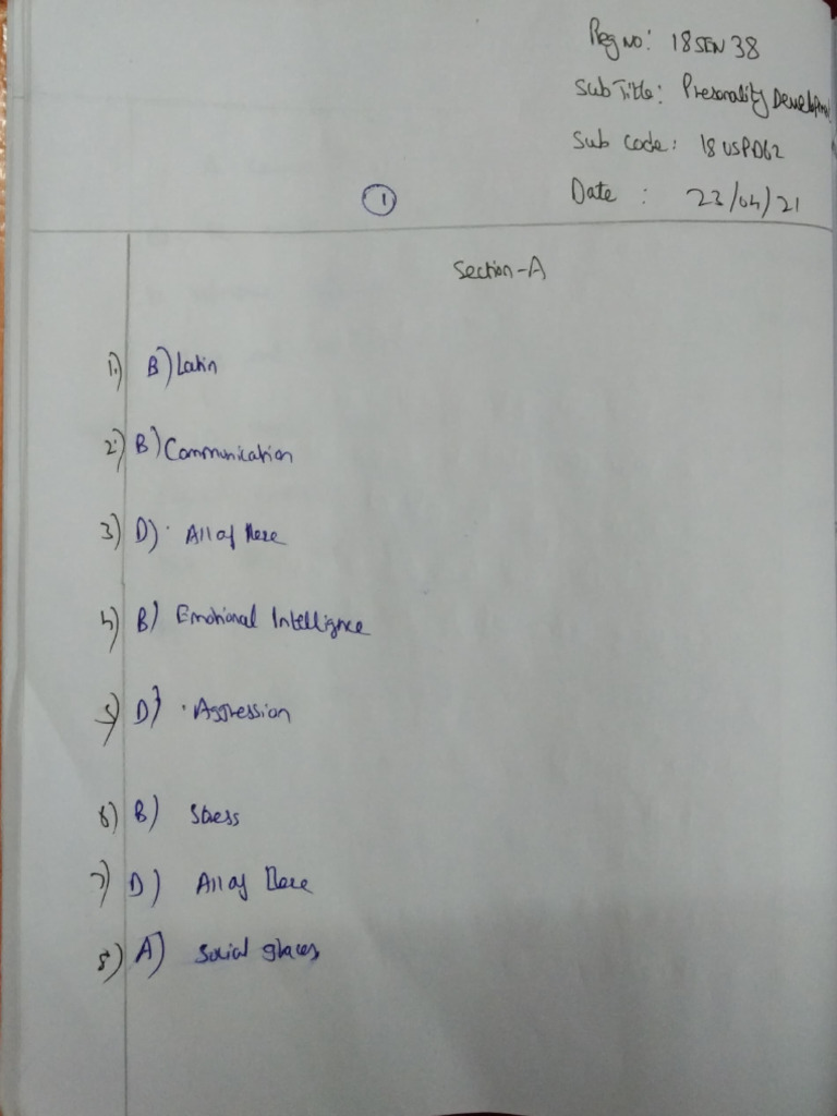 18SEN38, 3rd Internal Personality Development | PDF