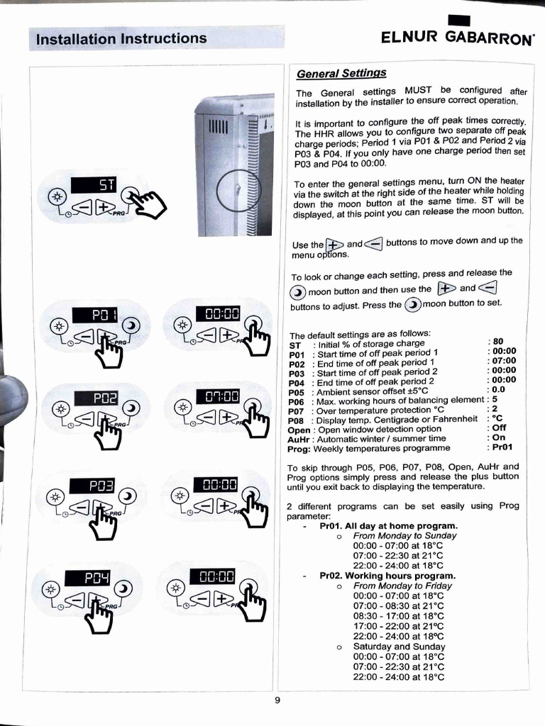 Mum new heaters program instructions | PDF