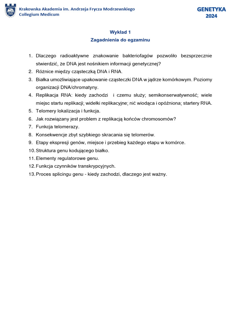 Zagadnienia Do Egzaminu - W.1 | PDF