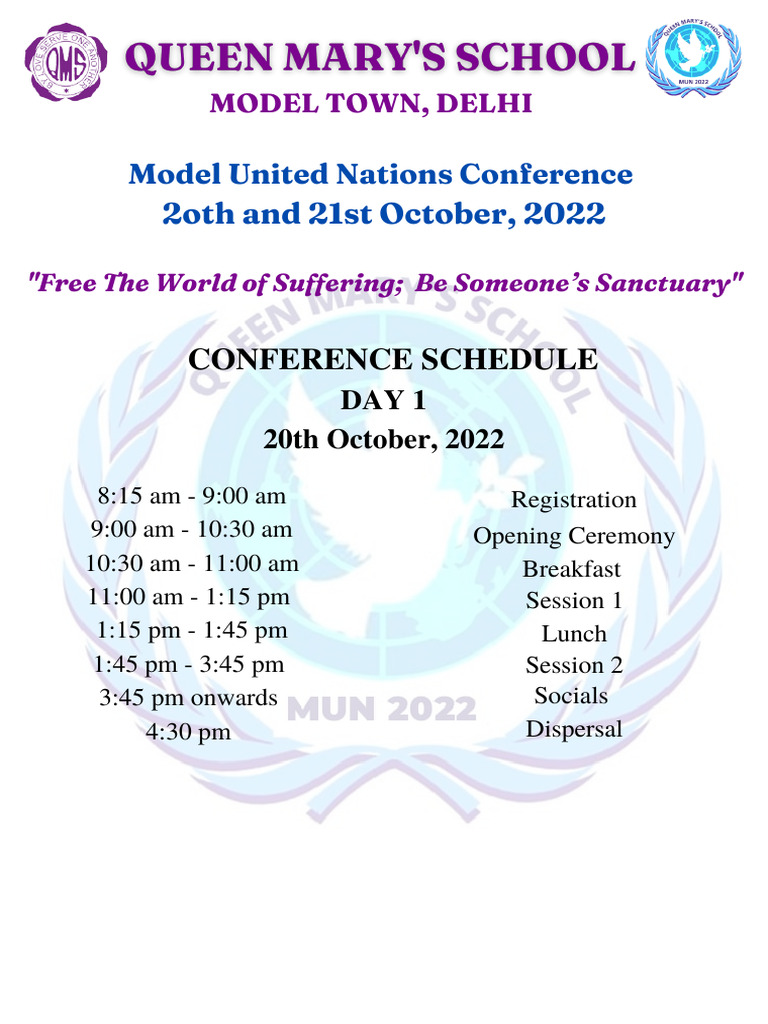 Qmsmun'22 Conference Schedule | PDF