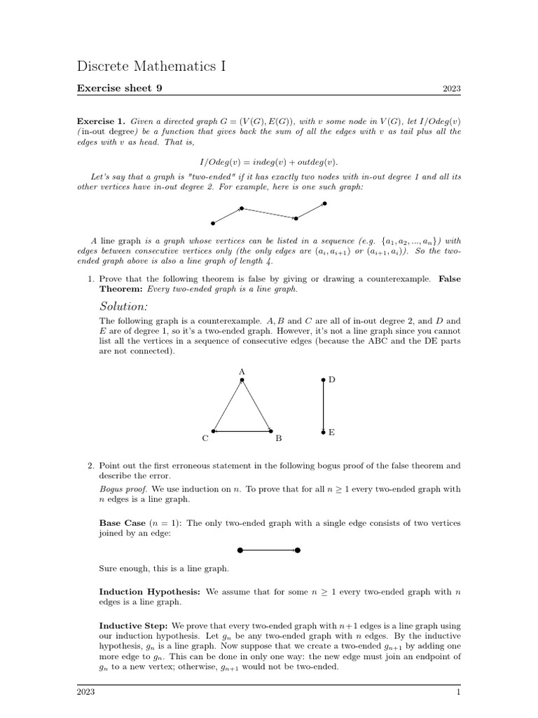 Discrete Mathematics I: Solution | Download Free PDF | Vertex (Graph Theory) | Mathematical Proof
