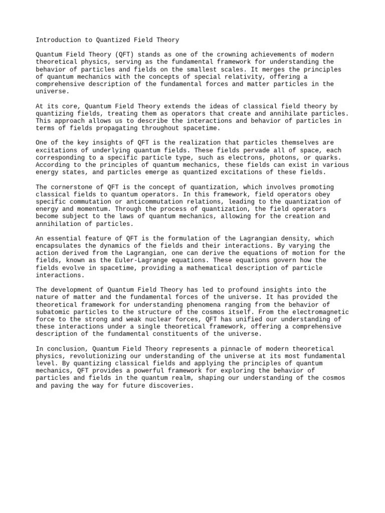 QFT | PDF | Quantum Field Theory | Field (Physics)