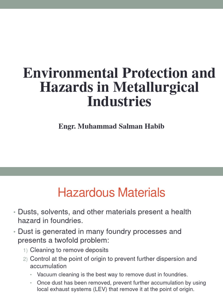 Industrial and Enviornmental Safety For Metallurgical Industries | PDF ...