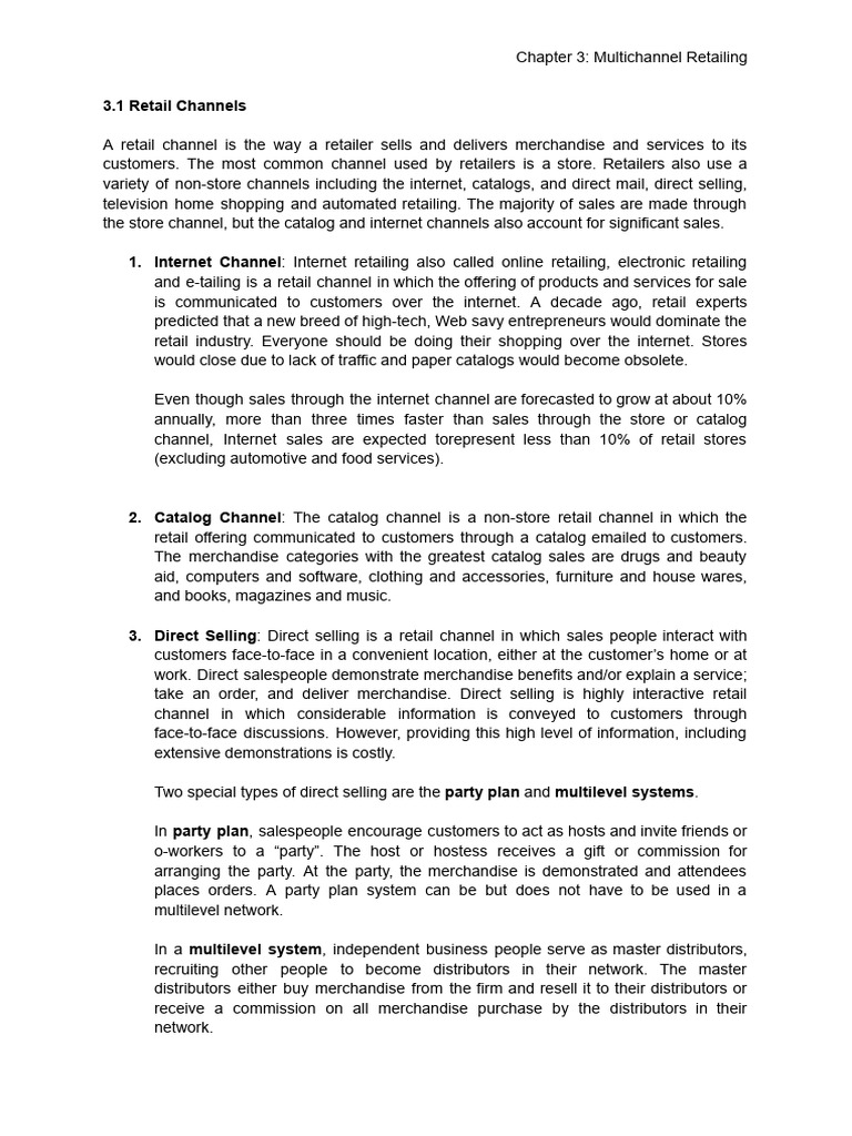 Chapter 3 - Multichannel Retailing 1 | PDF | Retail | Mail Order
