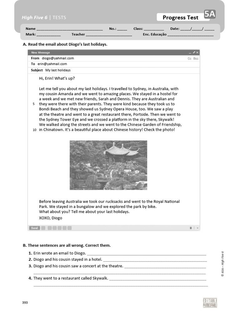 HF6 - Assessment - Progress Test - 5A | PDF